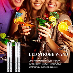 Ecostrobe Strobe Baton Light,Stage Handheld Light,Champagne Bottle Sparklers, Reusable Indoor Concert LED Lights - for Bar Club Birthday Weddings Parties (Silver 2 PC)