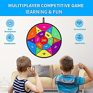 Large Dart Board for Kids - Double Sided Kids Dart Board with 12 Sticky Balls 3 Velcro Darts - Party Games Indoor Outdoor Kids Toy Dart Game Gifts for 4 5 6 7 8 9 10 11 12 Year Old Boy Girl