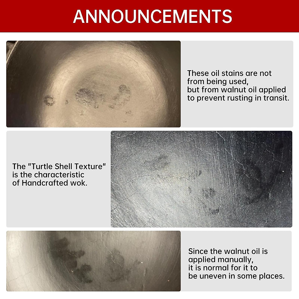 WANGYUANJI Cast Iron Wok,12.59'' Flat Bottom Wok with Glass Lid,Suitable for All Cooktops, Uncoated Craft Wok Healthy Cooking Wok