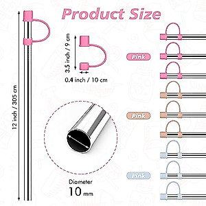 [9 Pack] Straw Cover Cap 10MM for Stanley Cup Adventure Quencher 40oz, Reusable Silicone Stopper tips for Stanley Tumbler 30oz, 20oz,12oz Accessories, Fits 0.4 inch Drinking Straws (Blue/Pink/Brown)
