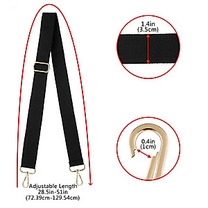 DEVPSISRWide Shoulder Strap Replacement Adjustable Belt Canvas Bag Crossbody Handbag (Black)