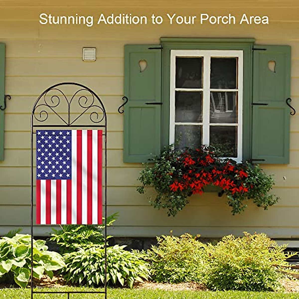 YEAHOME Garden Flag Holder Stand - Weather-Proof Yard Flag Pole Premium Metal Powder-Coated Garden Flag Arbor, Garden Flag Stakes Outdoor Decor for for American Flag, All Seasons Garden Flags