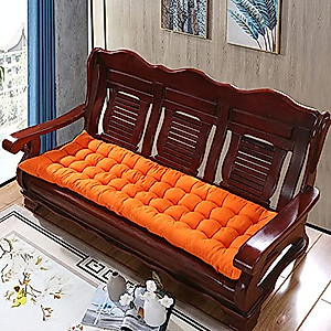 Hruile Garden Bench Cushion Pad 2 3 Seater Indoor Outdoor, Thick Seat Cushion Seat Pad Chaise Swing Chair Cushion Rectangle Bench Mat Cushion for Garden Patio,48x120cm,Orange