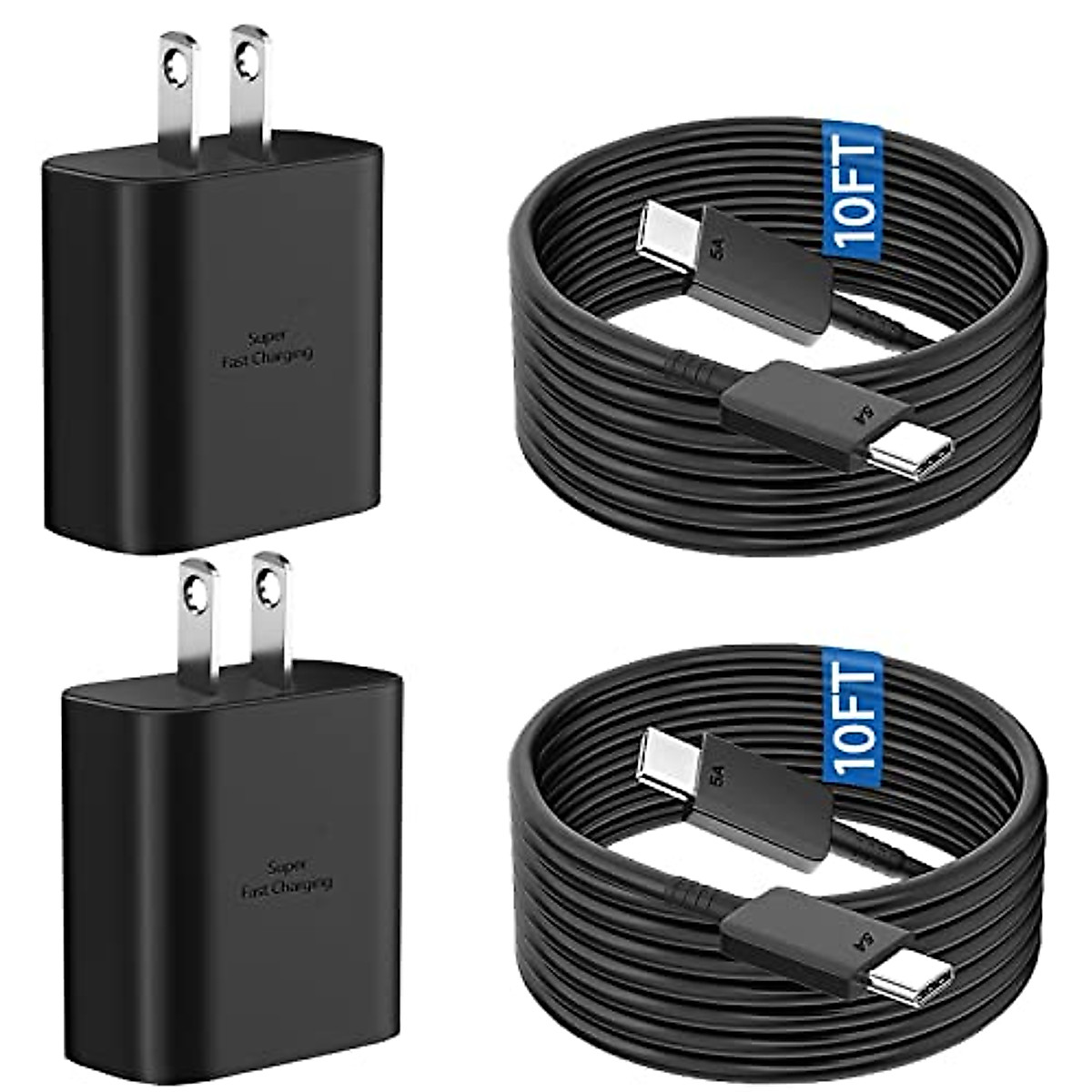 45W Samsung Super Fast Type C Charger with 10FT Android Phone Fast Charging Cable for Samsung Galaxy S23 Ultra/S23/S22 Ultra/S22/S21/S20, Note 10+ 5G/Note 20, Galaxy Tab S7/S8