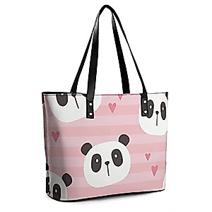 Womens Handbag Panda Patterns Leather Tote Bag Top Handle Satchel Bags For Lady