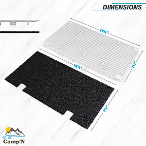 Camp’N – Dometic Compatible RV A/C Replacement Grille-Replaces Dometic 3104928.019 Includes Grill and 2 Replacement Foam Air Filters