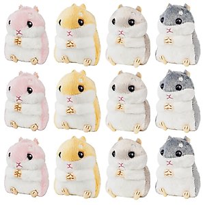 12 Pieces Cute Hamster Stuffed Animal Bulk Hamsters Plush Toy Small Stuffed Doll with Chain for Kid Boy Girl Party Favors Goodie Bag Fillers Carnival Prizes Birthday Gift, 4 Inches (Lovely Style)
