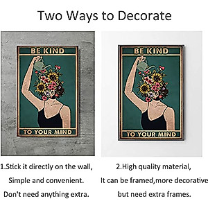 CENQCWARO Mental Be Kind to Your Mind Mental Health Posters Canvas Art Poster Picture Modern Office Family Bedroom Decorative Posters Gift Wall Decor Painting Posters 16x24inchs(40x60cm)