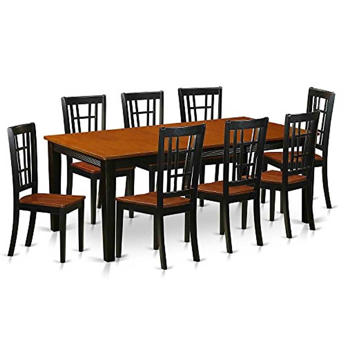 EAST WEST FURNITURE 9 PC Dining room set-Dining Table with 8 Wooden Dining Chairs