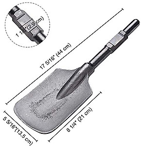 Yescom Clay Spade Chisel Bit Steel for 1-1/8" Hex Shank Electric Demolition Jack Hammer Scoop Shovel Attachment