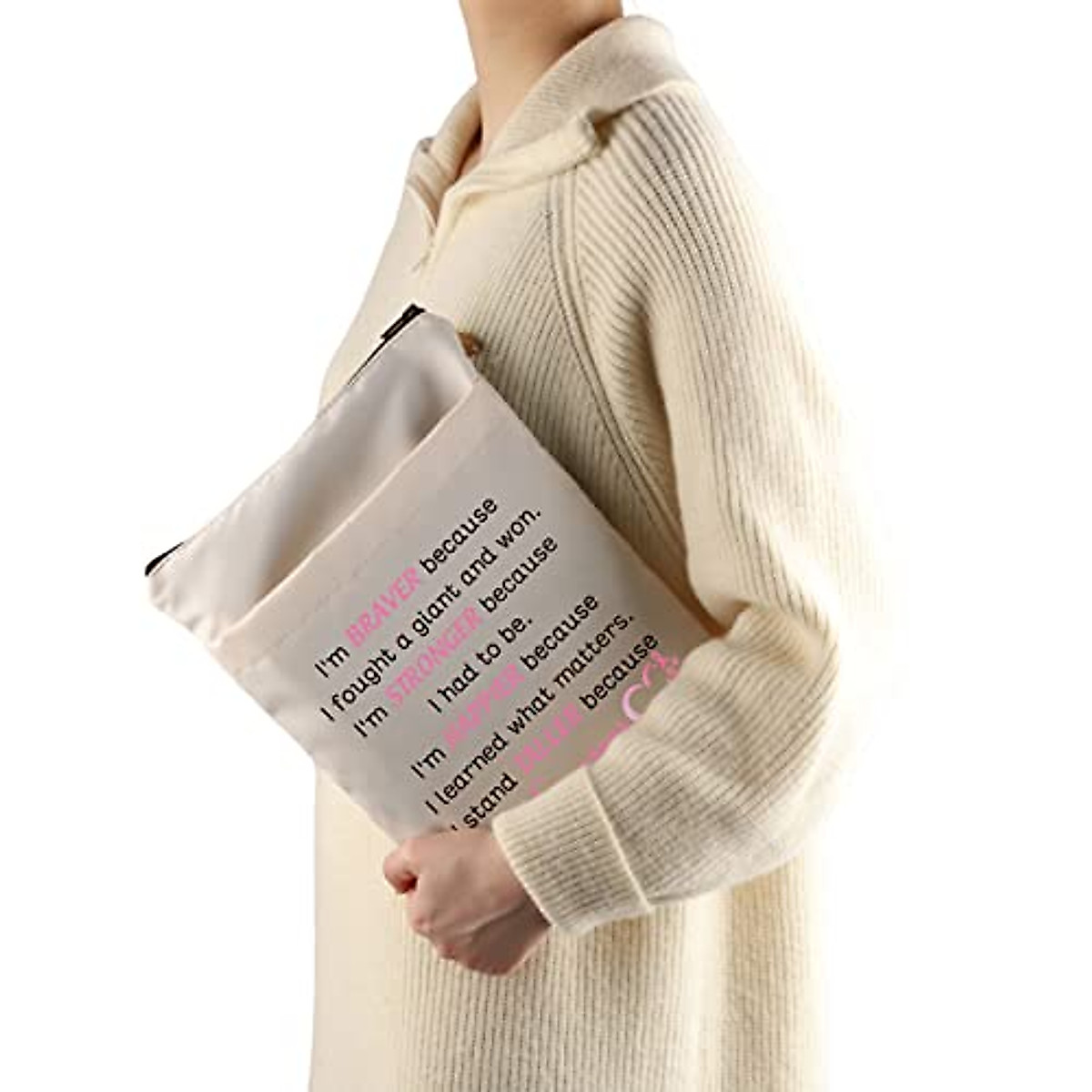 UJIMS Breast Cancer Awareness Gifts Pink Hope Ribbon Book Covers I Am A Survivor Book Protector Gift Warrior Gift (Breast Cancer Book Sleeve)