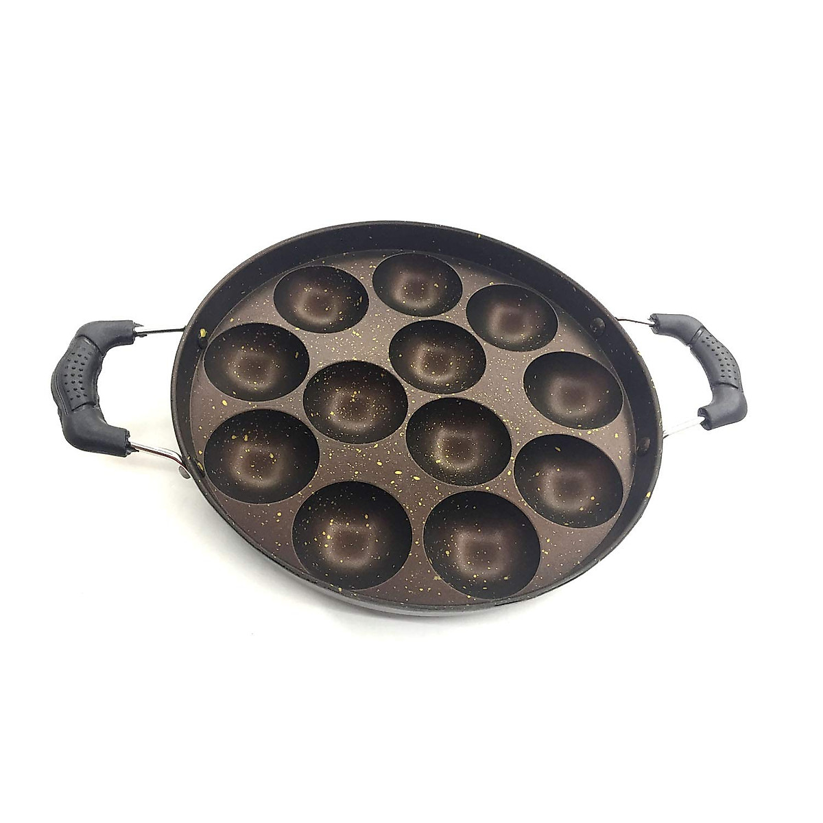 YADNEH Nonstick Appam Maker 12 Pits Aluminum Appam Patra With Stainless Steel Lid Appa Chetty Paniyaram Pan Patra 1 Spatula 1 Scrubber