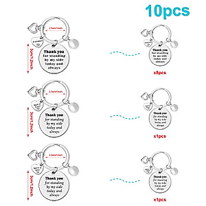 10Pcs Bridesmaid Gifts Keychain Include 8 Bridesmaid Keychain 1 Maid of Honor 1 Matron of Honor Keychain Wedding Gifts for Maid of Honor Bride Tribe Thank You Bridal Party Bachelorette Party Favor