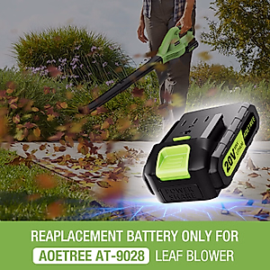 Aoetree 20V 2.0 Ah Battery Only AT-9028 Cordless Leaf Blower - Rechargeable Replacement Battery Only (Charger Not Included)