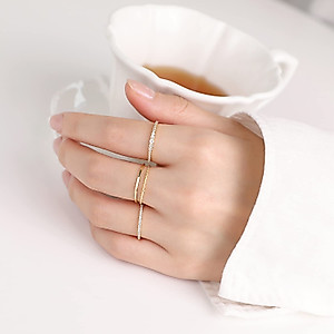 Stackable Ring Set of 4 Pure Silver Ultra Thin Stacking Rings for Women Dainty Gold Ring Minimalist Delicate Diamond Ring (Gold, 8.5)