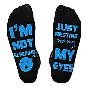 Engmoo Novelty Stocking Stuffers Socks I'm Not Sleeping Just Resting My Eyes Socks Gift For Dad Mom Christmas Gift