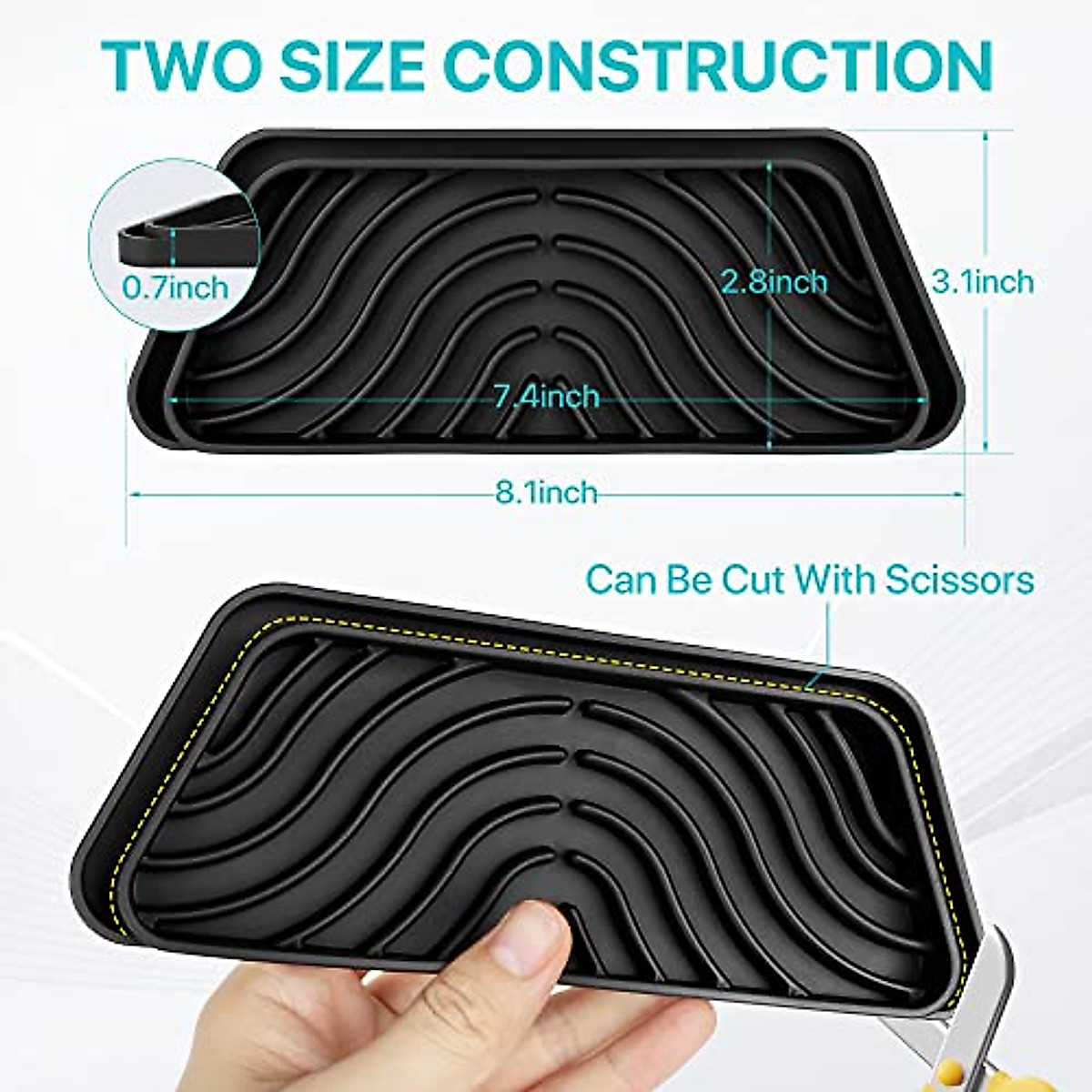 Total Upgraded Refrigerator Drip Catcher,Two-Pack Mini Refrigerator Drip Trays for Refrigerator Water Dispenser Drip Collector, Prevents Water Splashes, Water Spots and Spills (Rectangular Black)