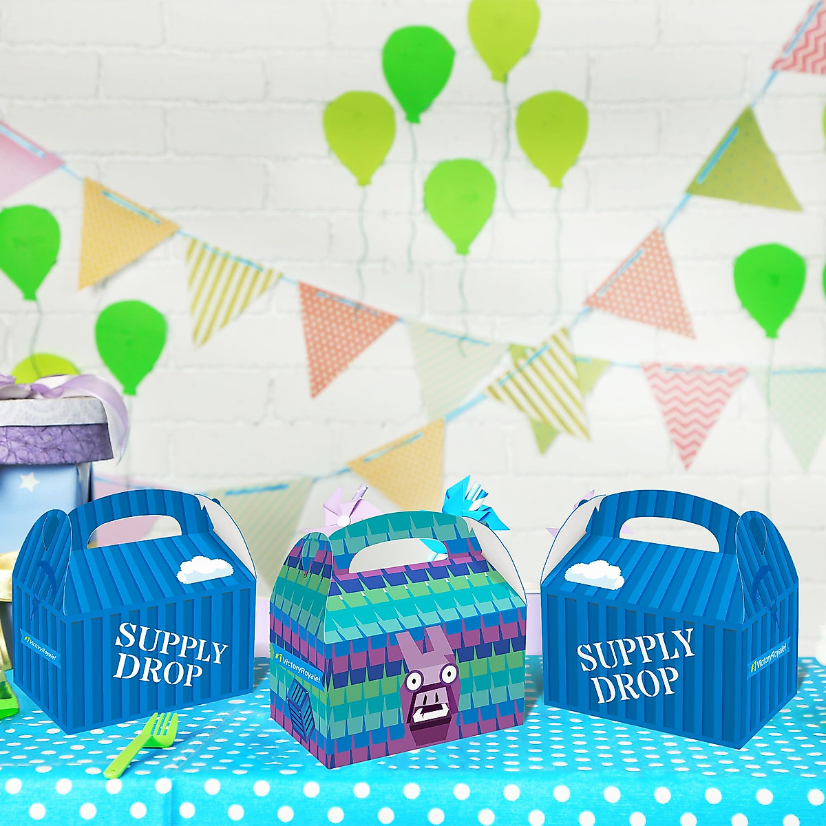 Video Game Llama Goodie Bags,16 Pcs Party Boxes for Battle Gamers Birthday Party Supplies Decorations Favors