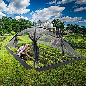YITAHOME 12x9FT Pond Net Pond Cover Dome Balcony Koi Ponds Covers with 3 Zipper Doors and Storage Bags, Fish Pond Leaf Netting Cover Dome Net