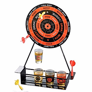 Crystal Clear Shot Glass Darts Bar Game, 10 Piece Set, Biack