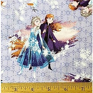 Pack of 2 - Disney Frozen Destiny Awaits on Lavender Cotton Fabric - Elsa Anna & Olaf - 18" x 22" Fat Quarter (Pack of 2)