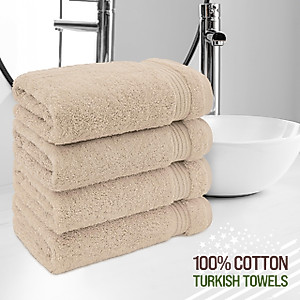 American Veteran Towel, Hand Towels for Bathroom Set of 4, 100% Cotton Turkish Hand Towel Sets Clearance Prime, Soft Drying Hand Face Towels, Beige Hand Towels