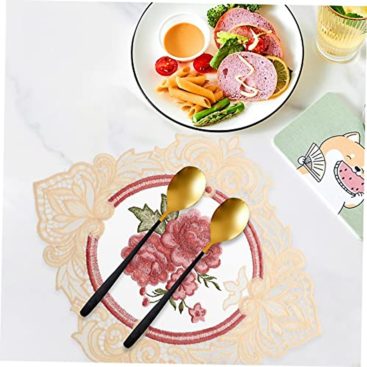 DOITOOL Table Mat Jute Placemat Adorno para Mesa De White Cotton Tablecloth Farmhouse Coasters Heat Proof Placemat Cotton Placemats Retro Lace Coaster Lace Place Mat Decor Mug 4pcs