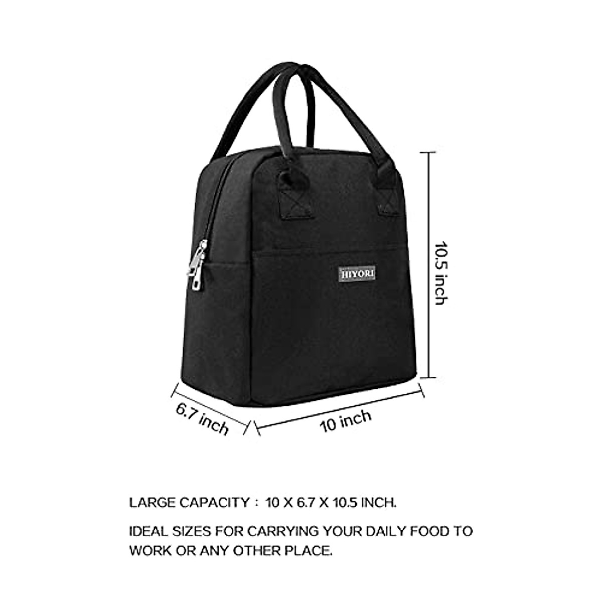 oopikle Lunch Bag For Women - Mens Lunch Box, Insulated Lunch Tote Cooler Bag, Reusable Adult Large Lunch Pail Lunch Kits, Leak Proof Thermal Lunch Sack For Work Travel Picnic - Black