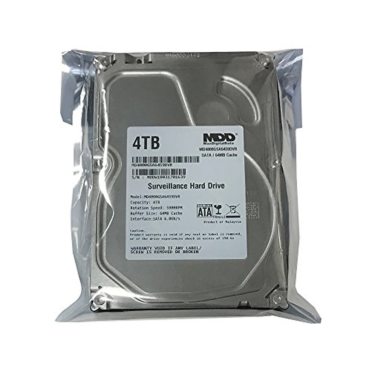 MaxDigitalData MDD 4TB 64MB Cache 5900PM SATA 6.0Gb/s 3.5" Internal Surveillance CCTV DVR Hard Drive (MD4000GSA6459DVR) - w/ 2 Year Warranty