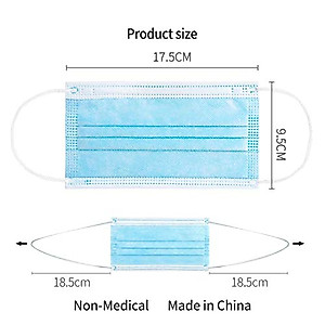 Face Masks, Disposable Face Masks, Breathable Face Mask, 3-Layer Masks 50 Pack Blue