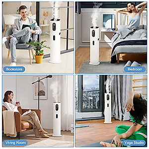 Humidifier for Large Room Bedroom, BITOWAT Warm & Cool Mist Humidifiers 9L/2.38 Gallon, Top Fill, Essential oil Tray, Custom Humidity, 3 Mist Level, Timing Setting, Remote Control
