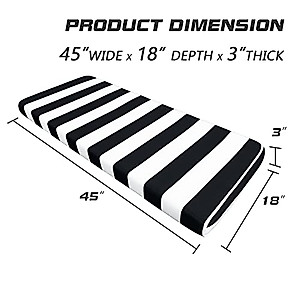 Pcinfuns Bench Cushion for Outdoor Furniture,Ultra Durable Patio Furniture Chair Pads,Swing Cushions with Ties,Sofa Garden Replacement Loveseat Cushion,Black White,45" x 18"
