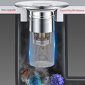 Yzikema 2Pcs Universal Bathroom Sink Stopper Replacement for 1.06-1.35 Inch, Pop Up Sink Drain Filter,with Removable Stainless Bathtub Stopper for US Bathroom Kitchen