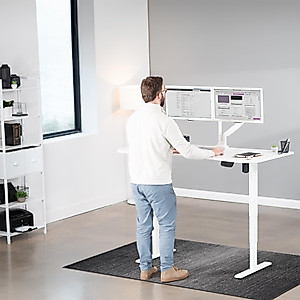 VIVO Electric 63 x 32 inch Standing Desk Workstation, Memory Controller Height Adjustment, 176 lb Frame Support, 2E Series, White Top White Frame, DESK-KIT-2E1W