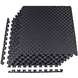 BalanceFrom Puzzle Exercise Mat with EVA Foam Interlocking Tiles for MMA, Exercise, Gymnastics and Home Gym Protective Flooring, 1" Thick, 24 Square Feet, Black
