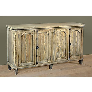 Sunset Trading Cottage 71" Panel Door Credenza | Driftwood Brown Solid Wood Fully Assembled Cabinet Sideboard