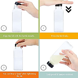 BAKHUK 36pcs 16oz Empty Plastic Juice Bottles with Caps, Reusable Clear Bulk Beverage Containers for Juice, Milk and Other Beverages