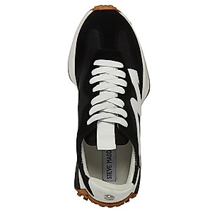 Steve Madden Women's Campo Sneaker, Black/White, 8.5