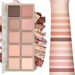 Sulily 10 Colors Eyeshadow Palette Matte Naked Eye Shadow Makeup,High Pigmented, Naturing-Looking, Ultra-Blendable,Long Lasting High Pigment Nude Eyeshadow with 3 Eyeshadow Brush(Milk Tea)