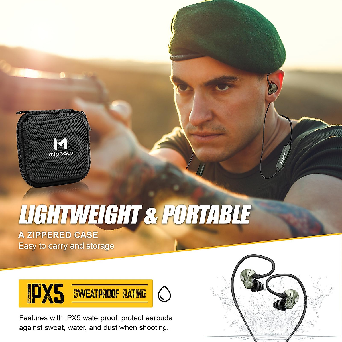 MIPEACE Shooting Ear Protection,25dB Noise Reduction Ear Buds Ear Plugs-Bluetooth Hearing Protection Headphone with Silicone Memory Foam Earbud Tips for Gun Range Mowing Hunting Target