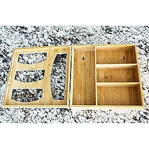 Ziplock Bag Organizer - Stylish Bamboo Zip Lock Storage Organization For Your Kitchen Drawers Cabinet Or Pantry - Wall Mount With Hinge Open Lid And Compression Clasps Great For A Gift