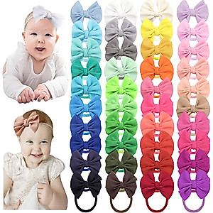 DealEachDay 40 Pieces Baby Hair Bows Headband Nylon Hair Band Stretchy Hairbands Hair Accessories for Newborn Infant Toddlers Kids