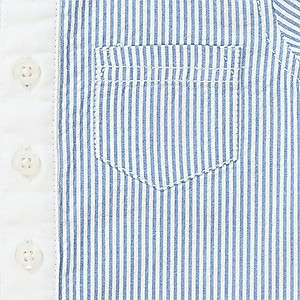 Hope & Henry Layette Organic Cotton Woven Button Front Romper