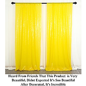 Pardecor Sequin Curtains Panels Sequin Backdrop Curtain Glitter Curtains Sparkle Photo Booth Backdrop Shimmer Backdrop for Parties Wedding Backdrop (2pc 2ftx8ft, Yellow)…