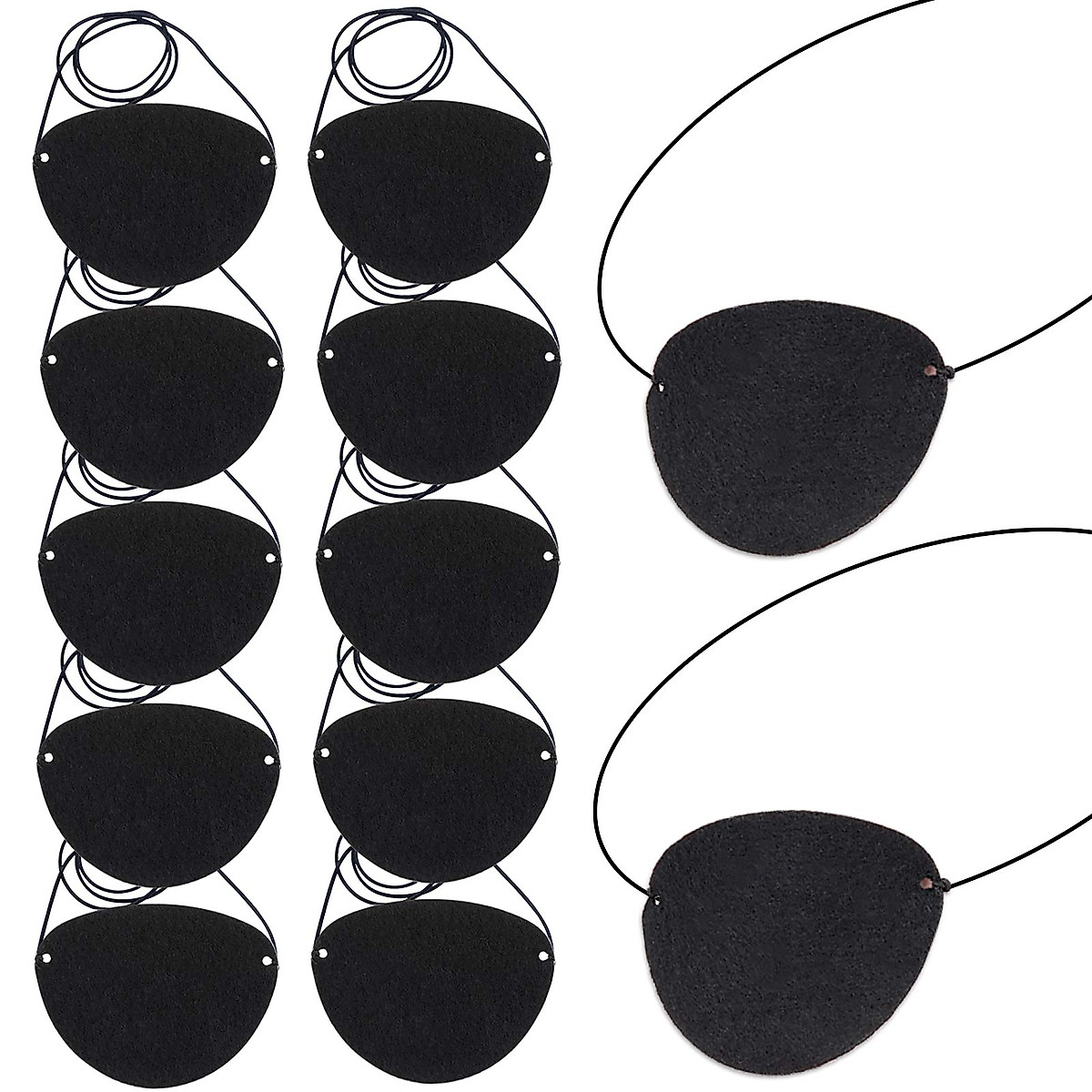 YGDZ Eye Patch, 12pcs Soft Felt Eye Patches for Adults Kids, Adjustable Single Eye Mask for Lazy Eye, Black