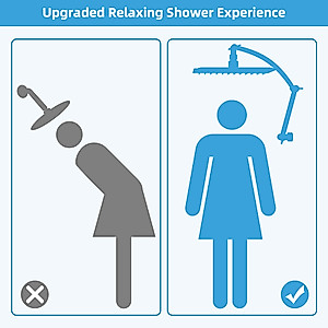 Hibbent All Metal 16'' Shower Head Extension Arm Solid Brass Flexible Height & Angle Adjustable Shower Arm Extender with Lock Joint, Universal Connection Stainless Steel Pipe Height Extending, Chrome