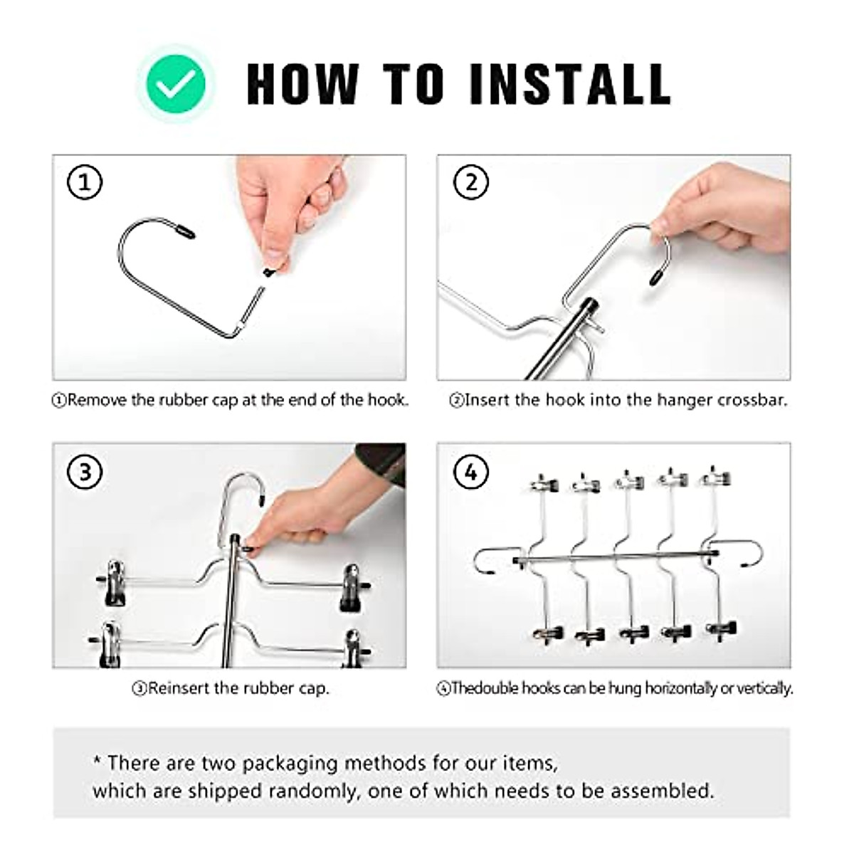 CINKSY Pants Skirt Hangers Space Saving 5 Tier Metal Skirt Hanger with Adjustable Clips Pants Trouser Hangers Closet Organizer for Jeans, Slacks, Shorts - 3 Pack