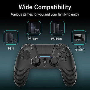 Agelkvoy Wireless Controller for PS-4, Remote Game Controller Built-in 6-Axis Sensor/Dual Shock/Touchpad/3.5mm Headphone Jack - Wireless Pro Controller for PS-4 Gamepad Compatible for PS-4