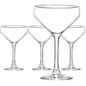 Chouggo Coupe Cocktail Glasses Set of 4, Hand Blown Premium Crystal Martini Glasses for Bar, Martini, Cosmopolitan, Manhattan, Gimlet, Pisco Sour - 12Oz, Clear