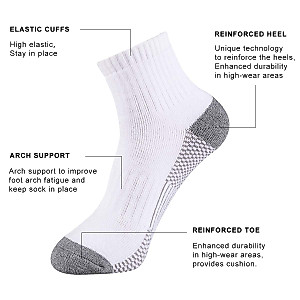 Heatuff 12 Pairs Men's Cotton Performance Athletic High Ankle Extra Heavy Cushion Quarter Socks